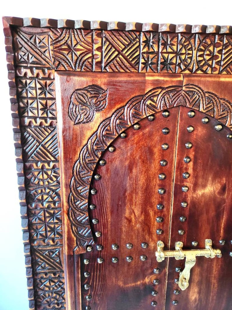 Customized Hand Carved Wooden Window With Vintage Style Brass - Etsy