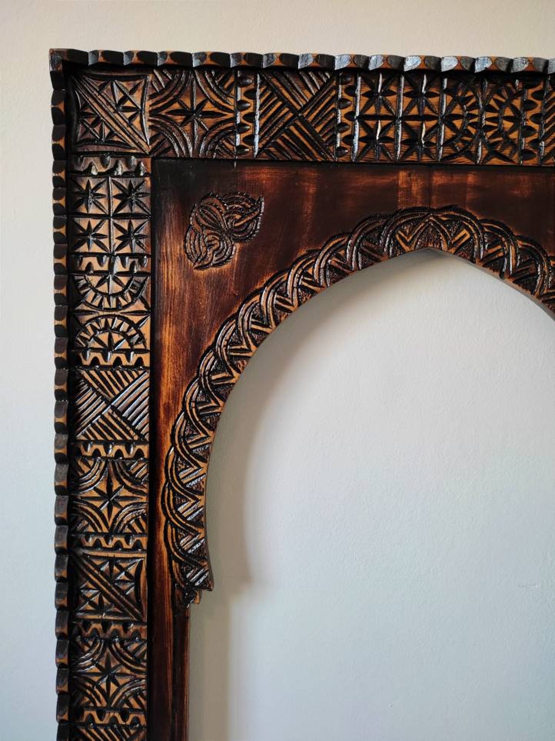 Hand Carved Wooden Mirror Frame Moroccan Vintage Style Mirror | Etsy