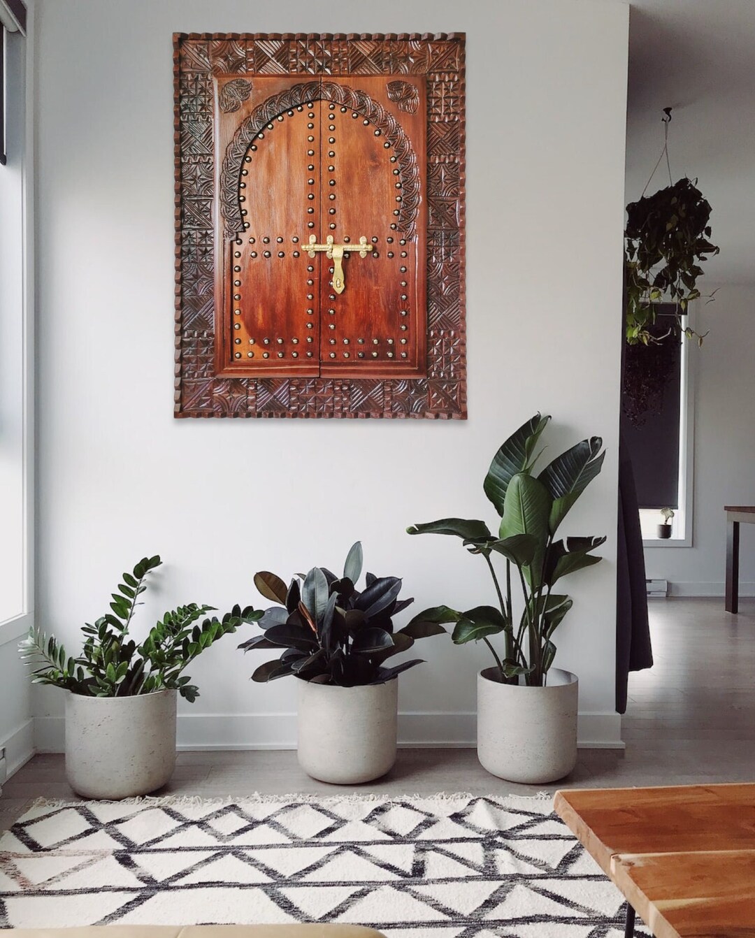 Hand Carved Window Wall Decor, Vintage Style Wooden Carved Window, Old ...