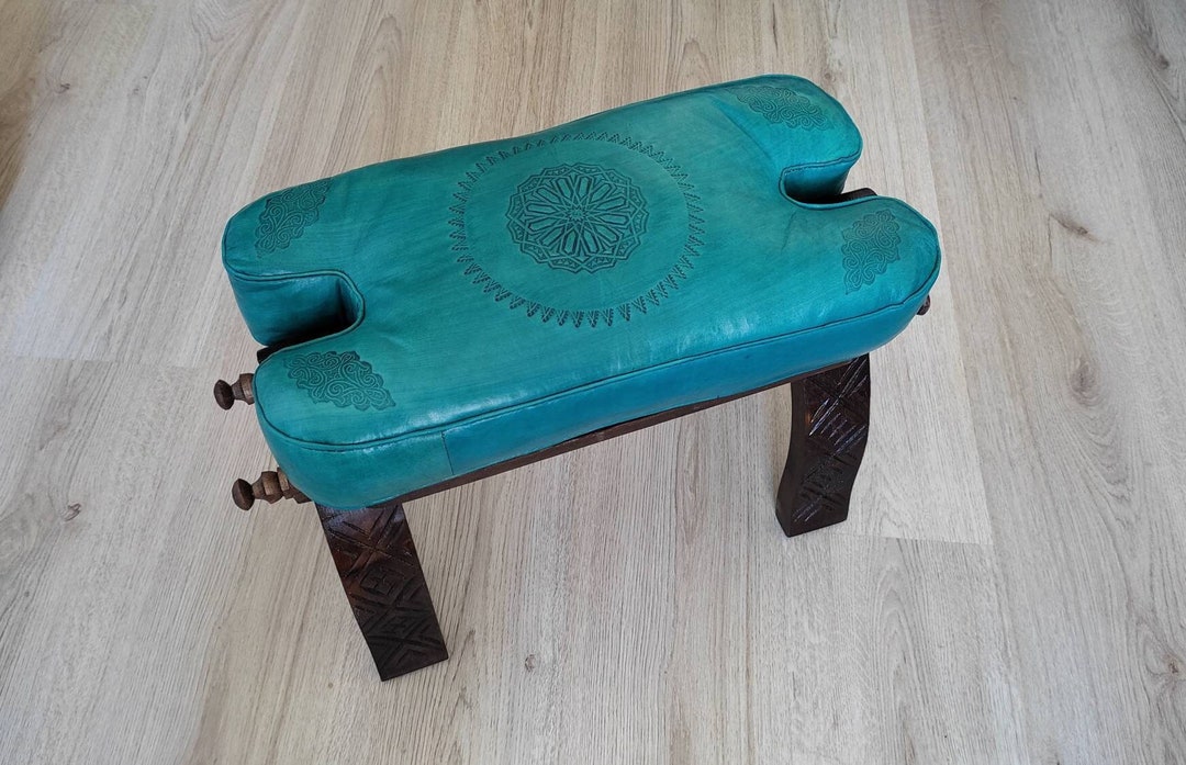 Perfect Fold Away Padded Footstool, Soft Sheepskin Pad, Cedar Carved ...