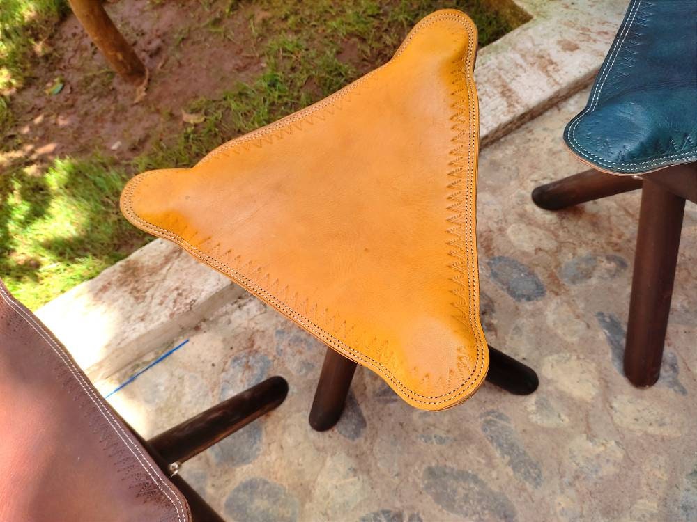 100% Genuine Cow Leather Folding Stool Handmade Moroccan - Etsy