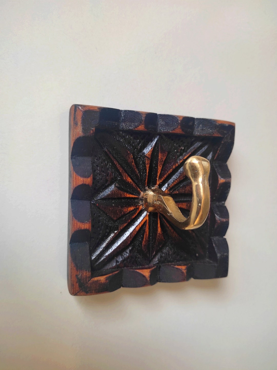 Handmade Wooden Wall Hook Made With Cedar Wood and Solid Brass • Unique ...