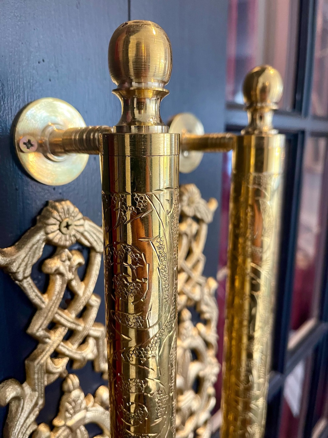 2 Large Solid Brass Door Handles, Face Fix 20 Inches, Thicker Hand ...