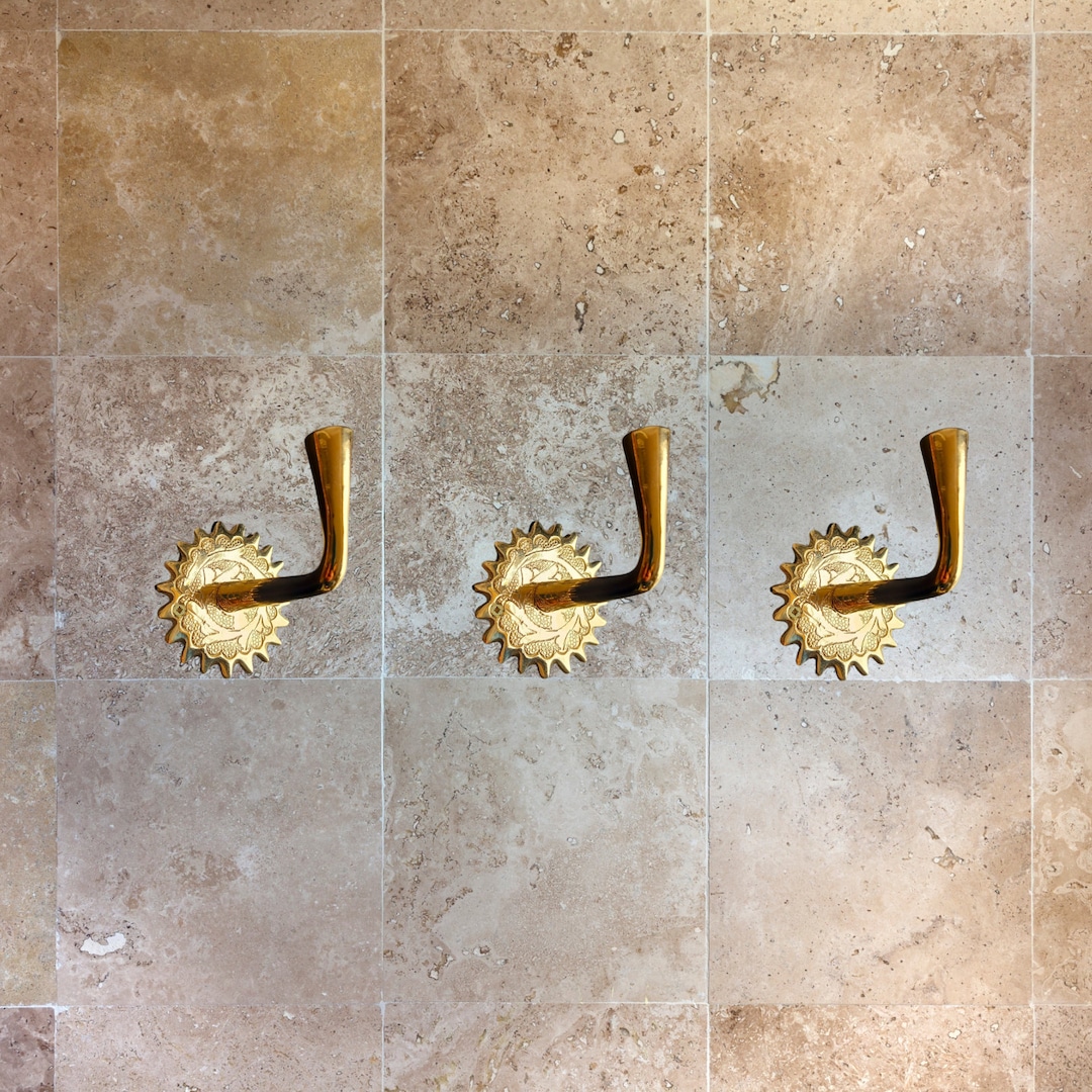 Set of Engraved Brass Wall Hook • Unlacquered Decorative Brass Hook ...