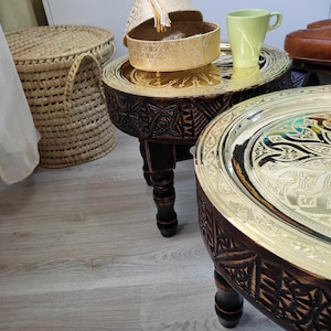 Handcarved Arabian Side Tea Table, Vintage Style Wood Table With ...