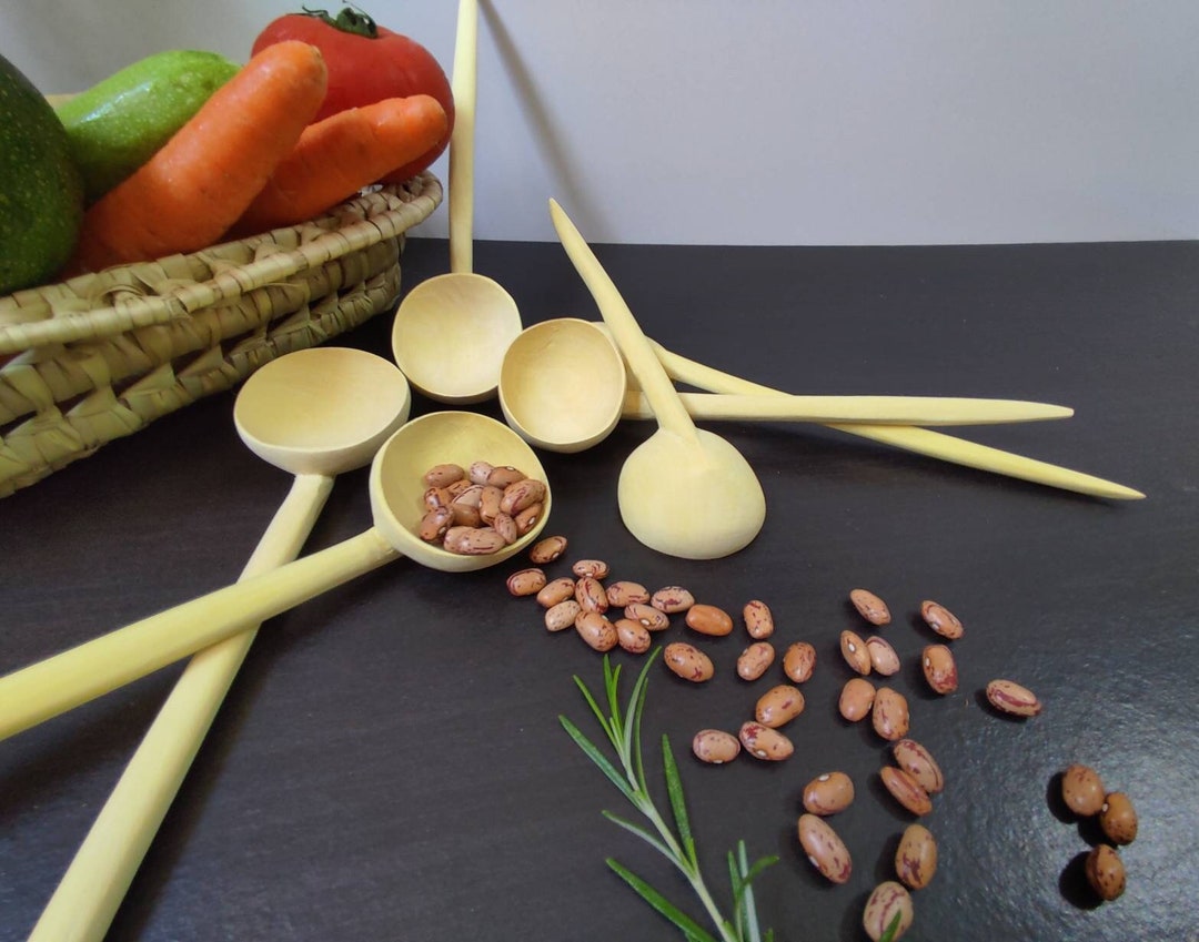 Set of 8 Handmade Spoons in Orange Wood, Artisanal Moroccan Wooden ...