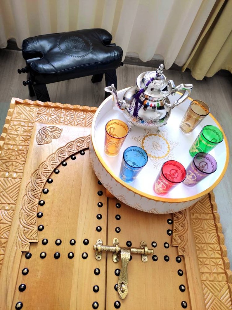 Handmade Moroccan Wooden Low Table Hand-painted Moroccan - Etsy