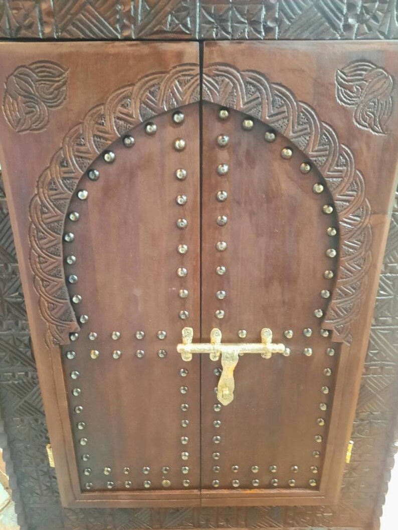 Moroccan Vintage Style Carved Window Frame Wooden and Brass - Etsy