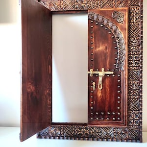 Customized Hand Carved Wooden Window With Vintage Style Brass | Etsy