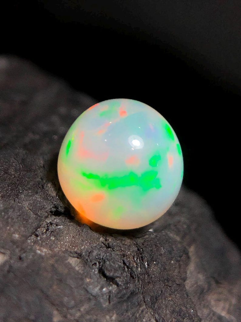 Natural Ethiopian Opal Sphere, 2.80 Carat Multi Fire Gemstone, Jewelry ...