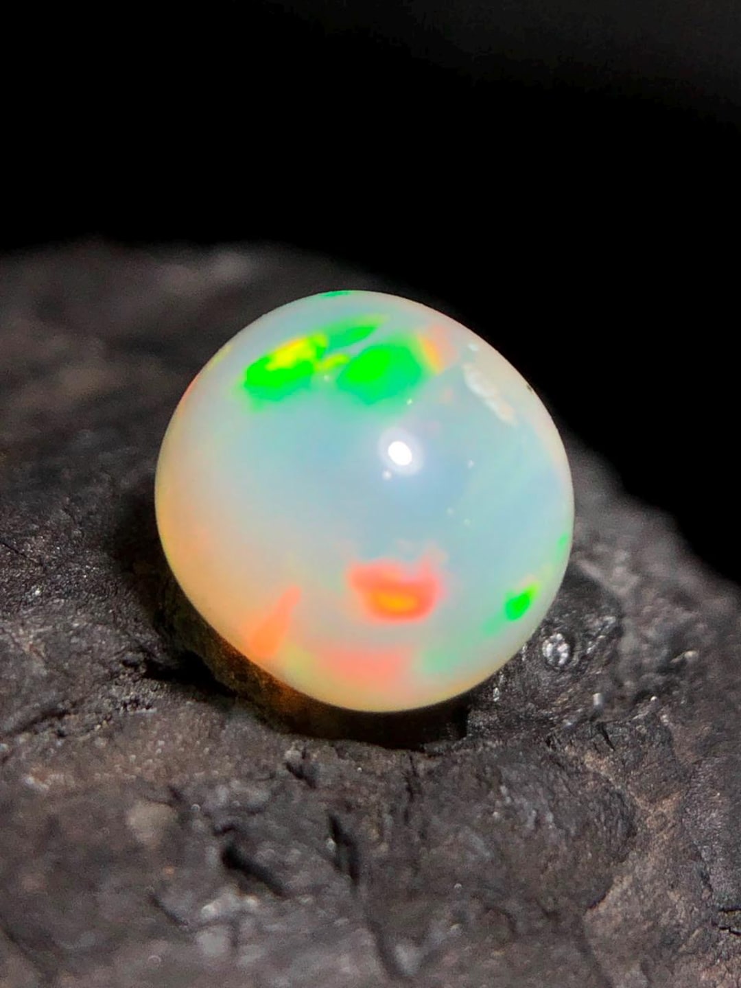 Natural Ethiopian Opal Sphere, 2.80 Carat Multi Fire Gemstone, Jewelry ...