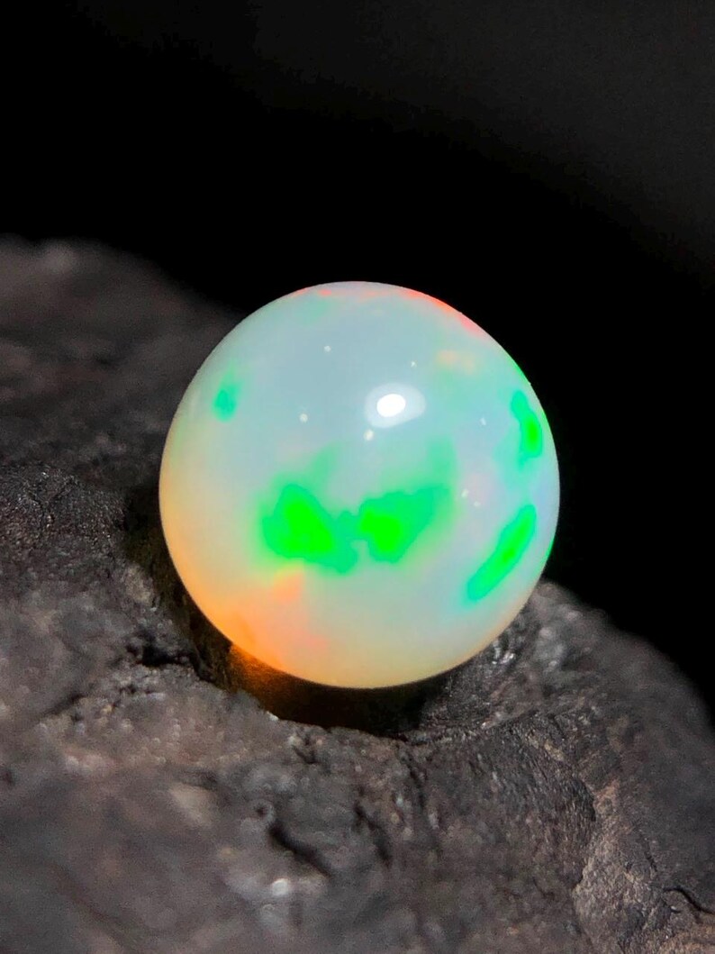 Natural Ethiopian Opal Sphere, 2.80 Carat Multi Fire Gemstone, Jewelry ...