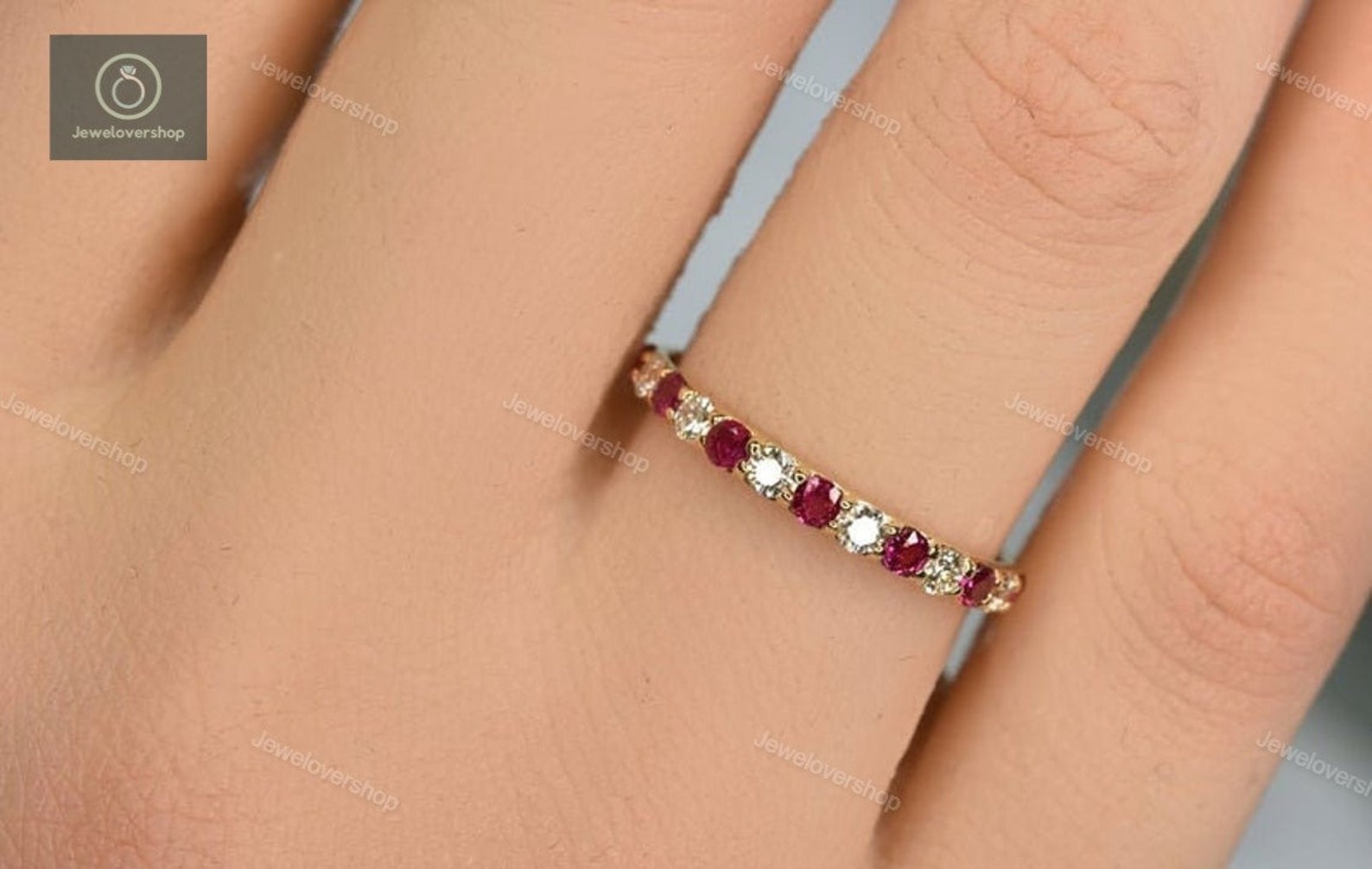 Ruby Diamond Ring 14K Gold Ruby Ring Natural Ruby Band Ruby | Etsy