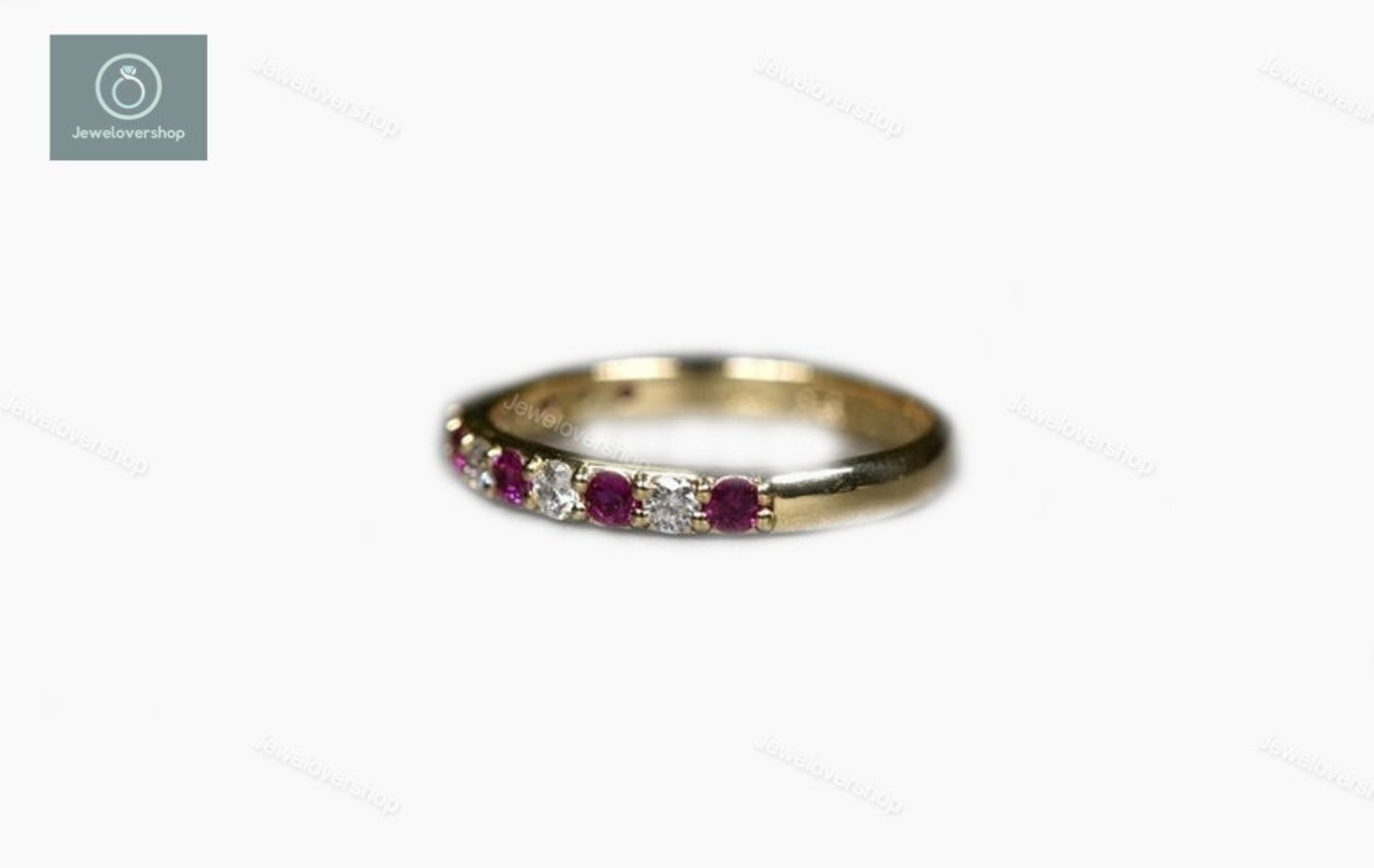 Ruby Diamond Ring 14K Gold Ruby Ring Natural Ruby Band Ruby | Etsy