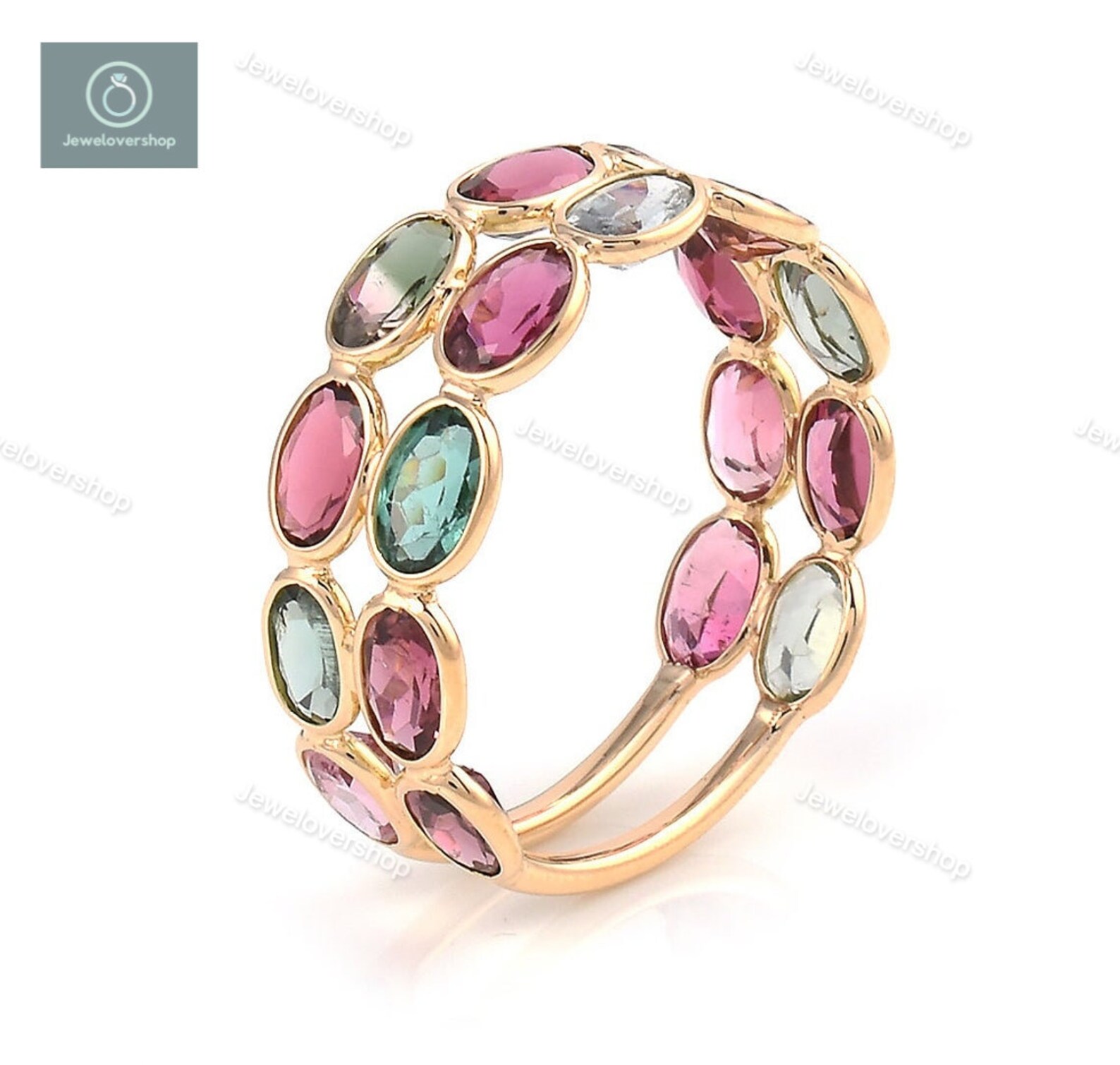 Tourmaline Ring, Gold Ring, Multi Tourmaline Ring, Pink Tourmaline ...