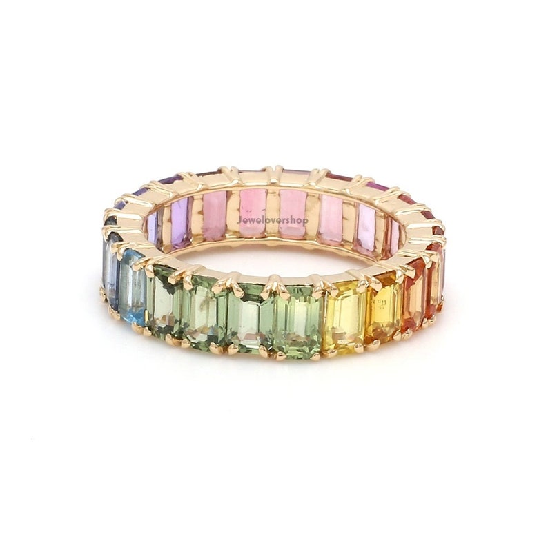 18K Yellow Gold Multi Sapphire Ring Natural Colorful Gemstone - Etsy