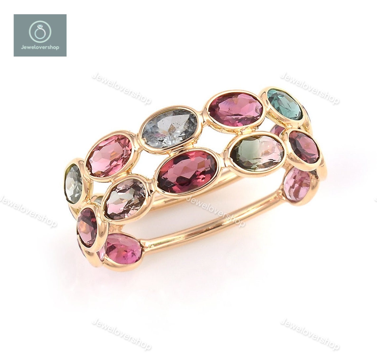 Tourmaline Ring, Gold Ring, Multi Tourmaline Ring, Pink Tourmaline ...