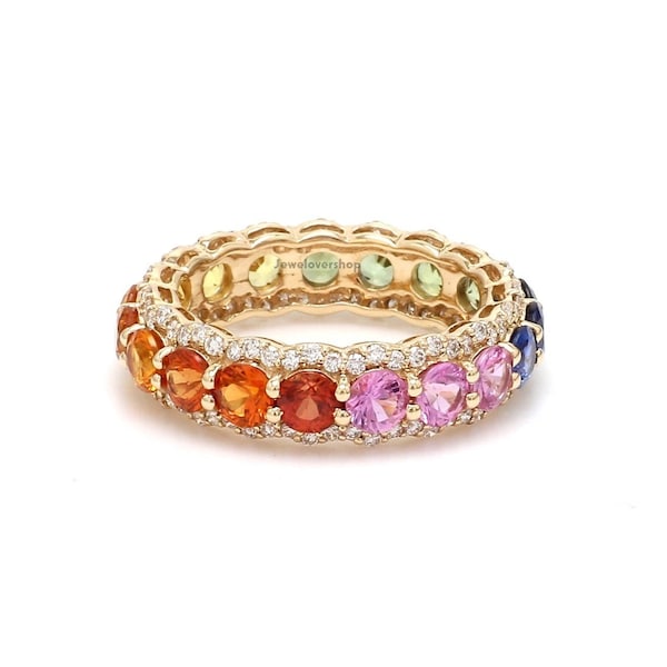 Rainbow Eternity Ring - Etsy