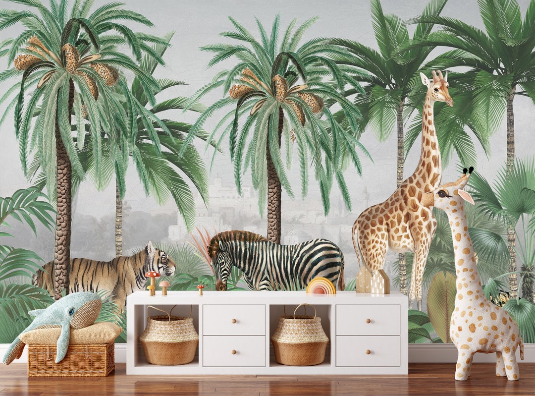 Jungle Wallpaper, Safari Wallpaper, Jungle Theme Wallpaper, Peel and ...