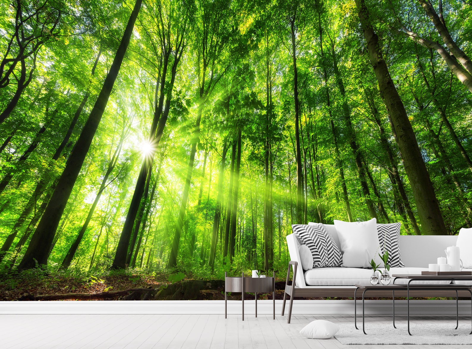 Forest Wallpaper Forest Wall Mural Peel and Stick Wallpaper | Etsy