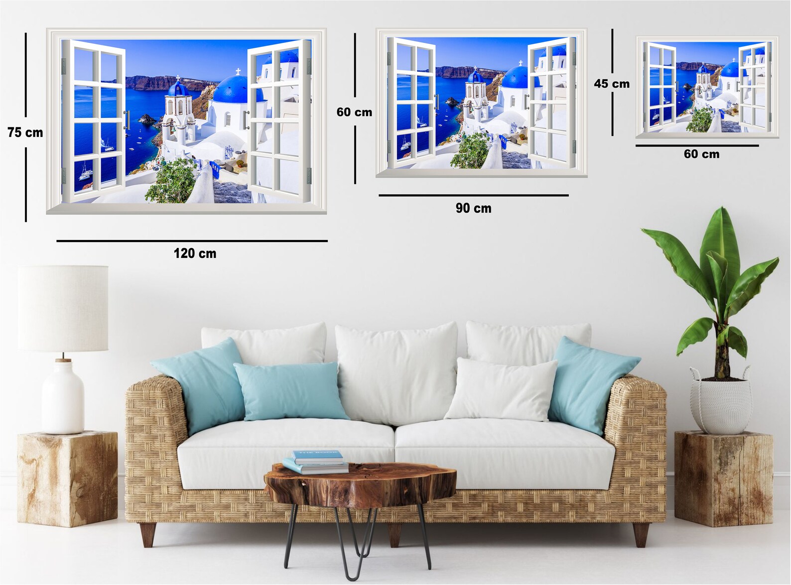 Santorini Greece Wall Decal Wall Sticker 3D Window Effect View | Etsy