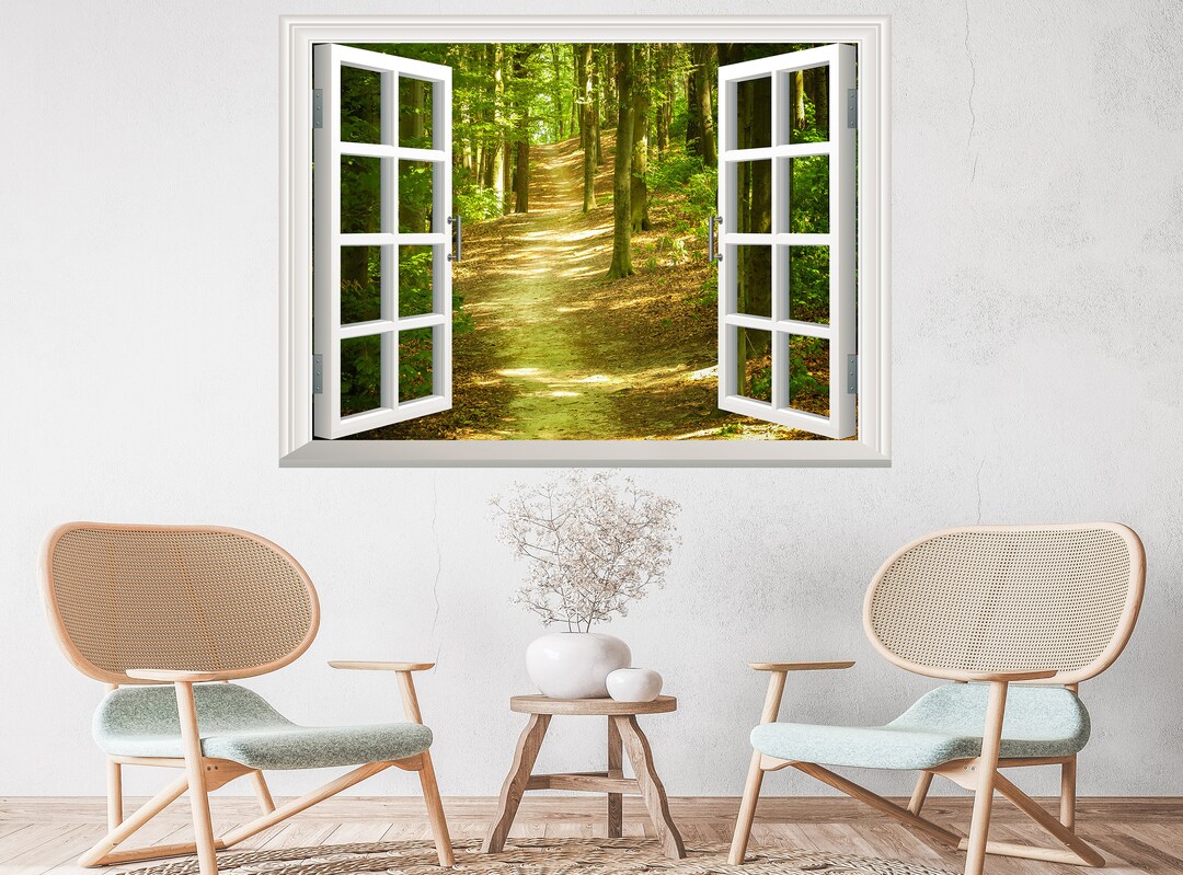 3D Forest Window View Wall Decal: Removable Vinyl Art Mural - Etsy