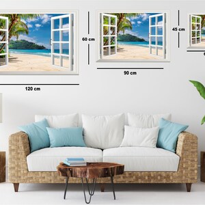 Beach Wall Sticker 3D Window View Beach Wall Decal Removable Vinyl Art ...
