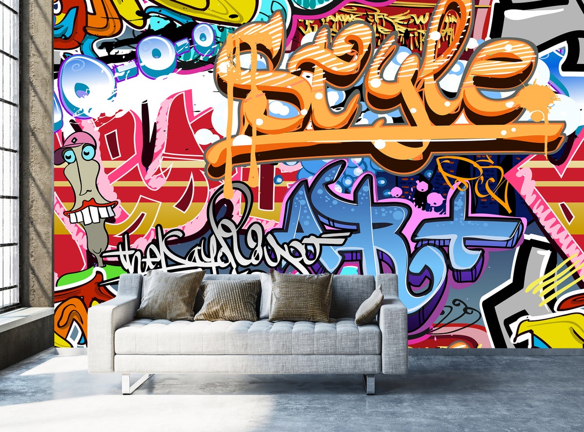 Graffiti Peel and Stick Tapete / Graffiti Tapete / Teenager - Etsy