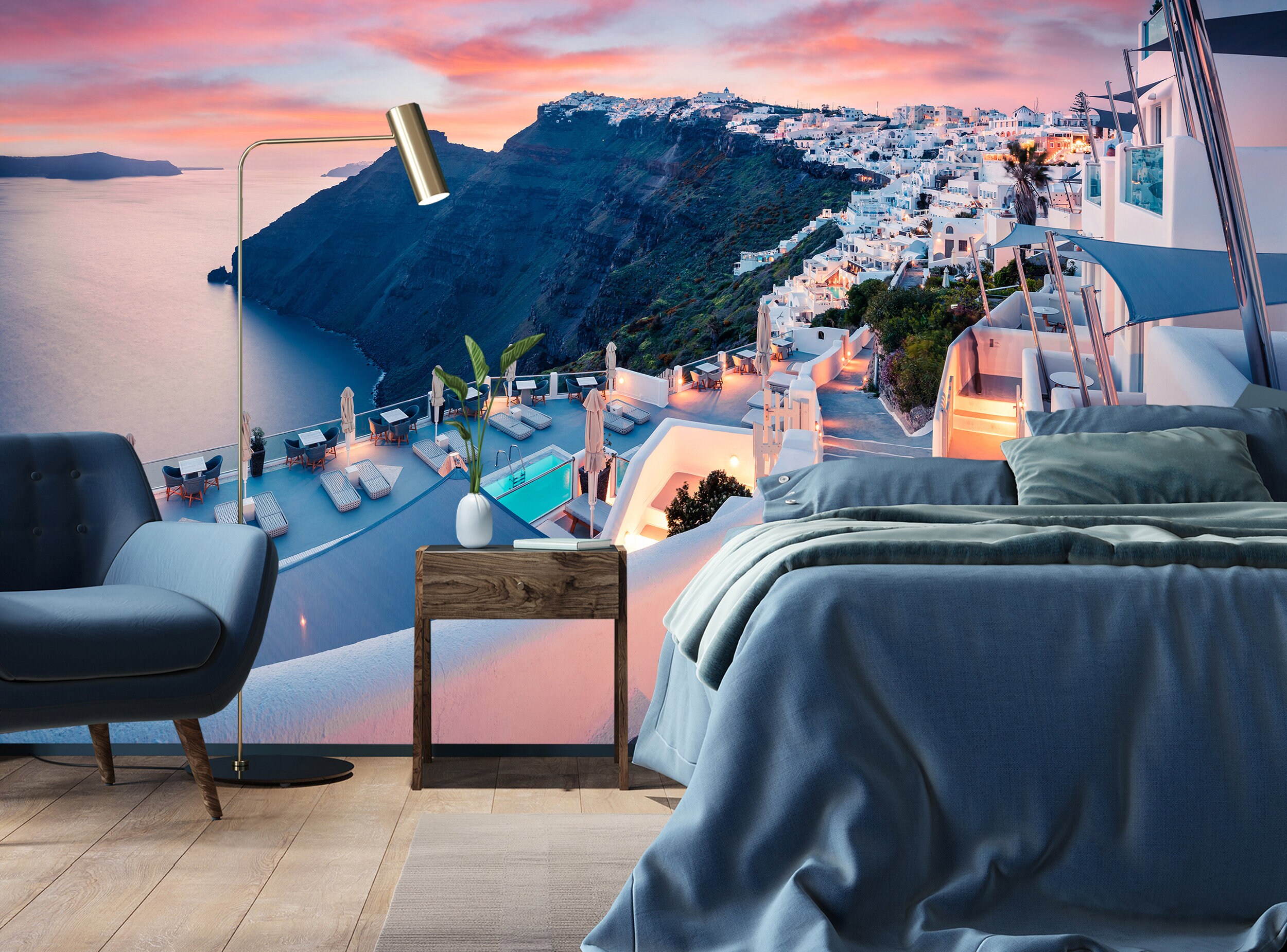 Santorini Greece Wallpaper Greek Wall Mural Peel and Stick - Etsy