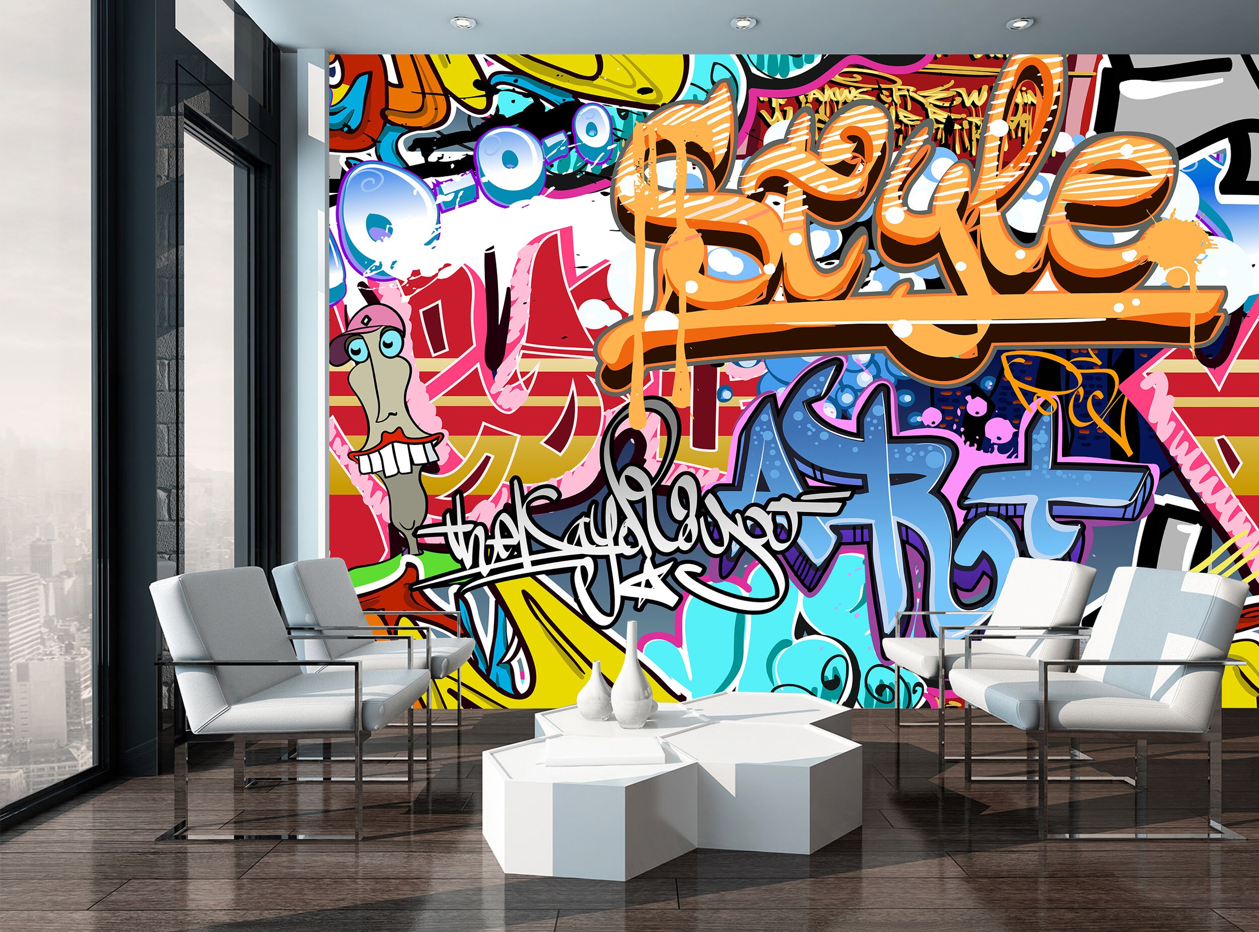 Graffiti Peel and Stick Wallpaper / Graffiti Wallpaper/ | Etsy