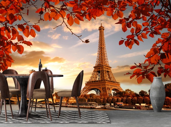 Autumn Paris Decor Paris Wallpaper Paris Wall Mural Eiffel - Etsy