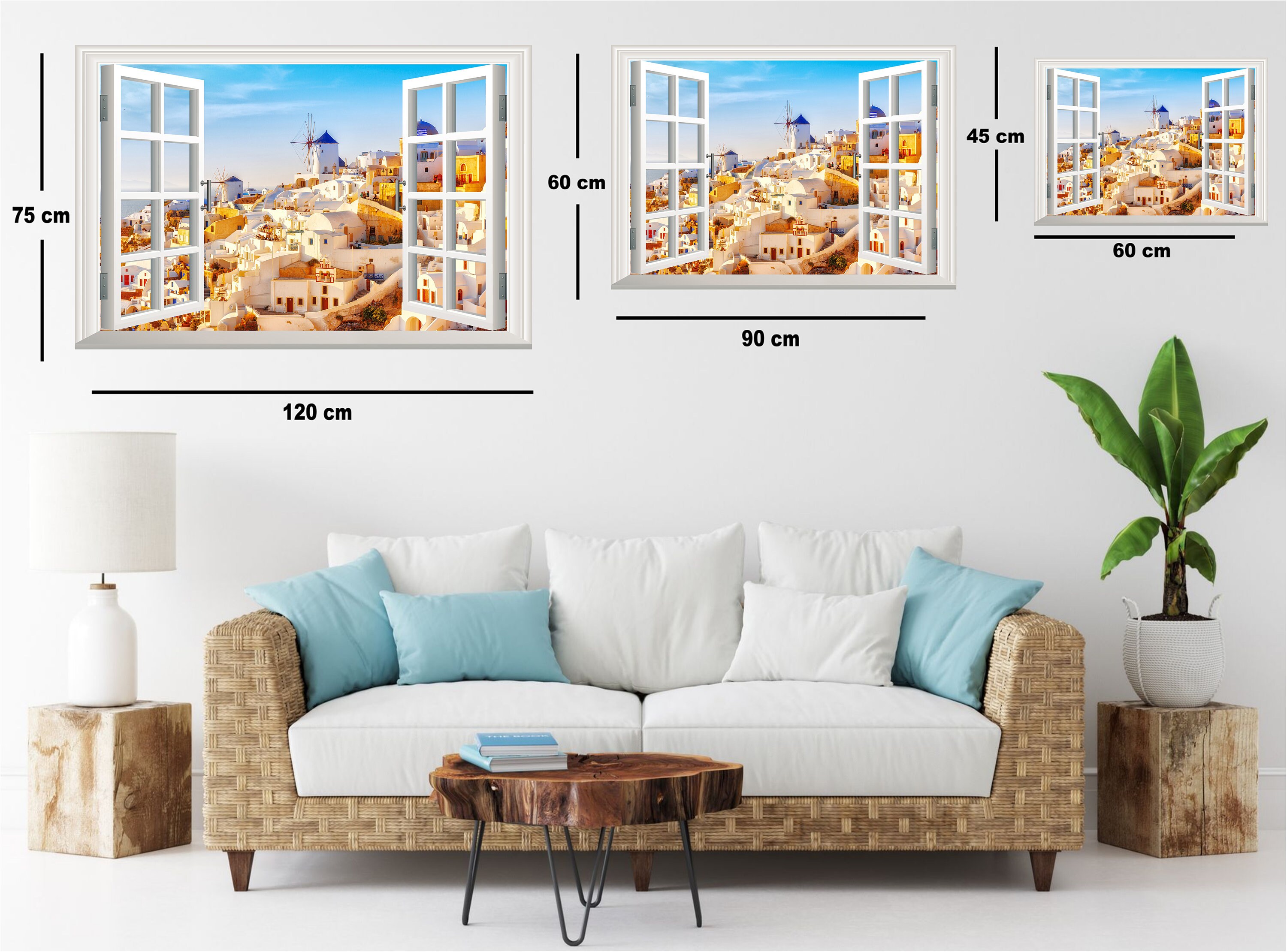 Santorini Greece Wall Decal Wall Sticker 3D Window Effect View - Etsy