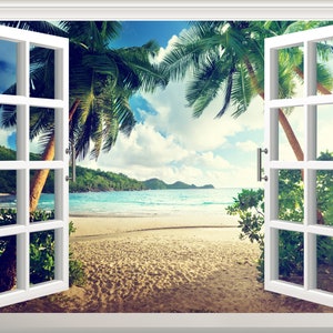 3D Beach Window View Wall Decal: Tropical Island Removable Mural - Etsy