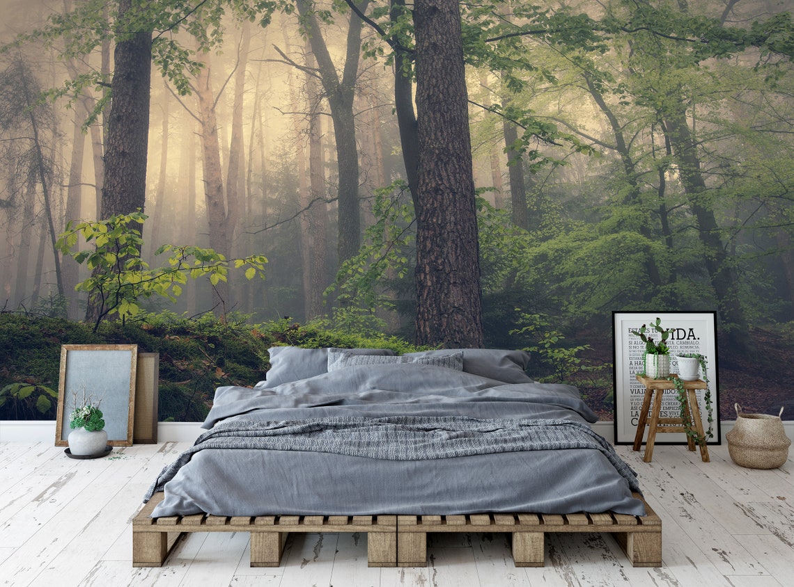 Forest Wallpaper Forest Wall Mural Photo Peel and Stick - Etsy Canada