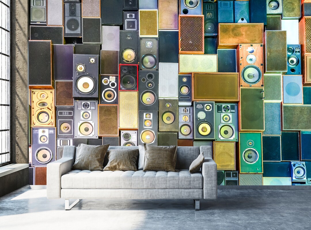 Music Wallpaper - Peel and Stick Removable Wall Mural Music Speakers ...
