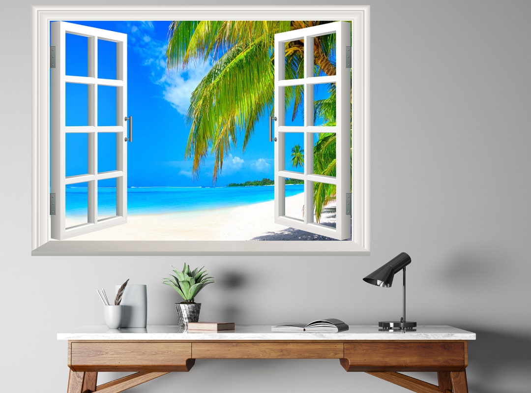 3D Beach Window View Wall Decal: Paradise Ocean Removable Mural - Etsy