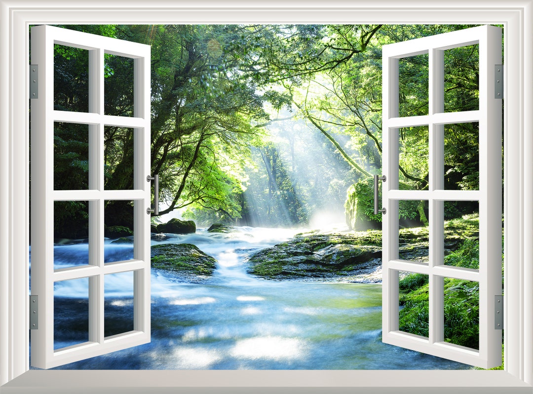 3D Forest River Window View Wall Decal: Removable Vinyl Mural - Etsy