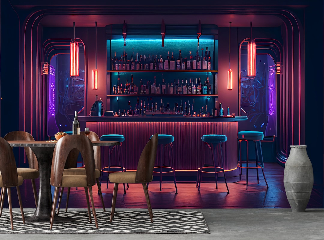 Bar Wallpaper Mural: Beer & Wine Bottles, Removable Wall Decor - Etsy