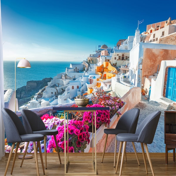 Greece Greek Wall Mural Santorini - Etsy
