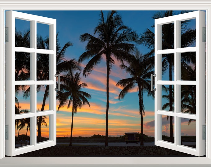Beach Wall Decal Tropical Beach Wall Decal Ocean Window Mural Decals ...