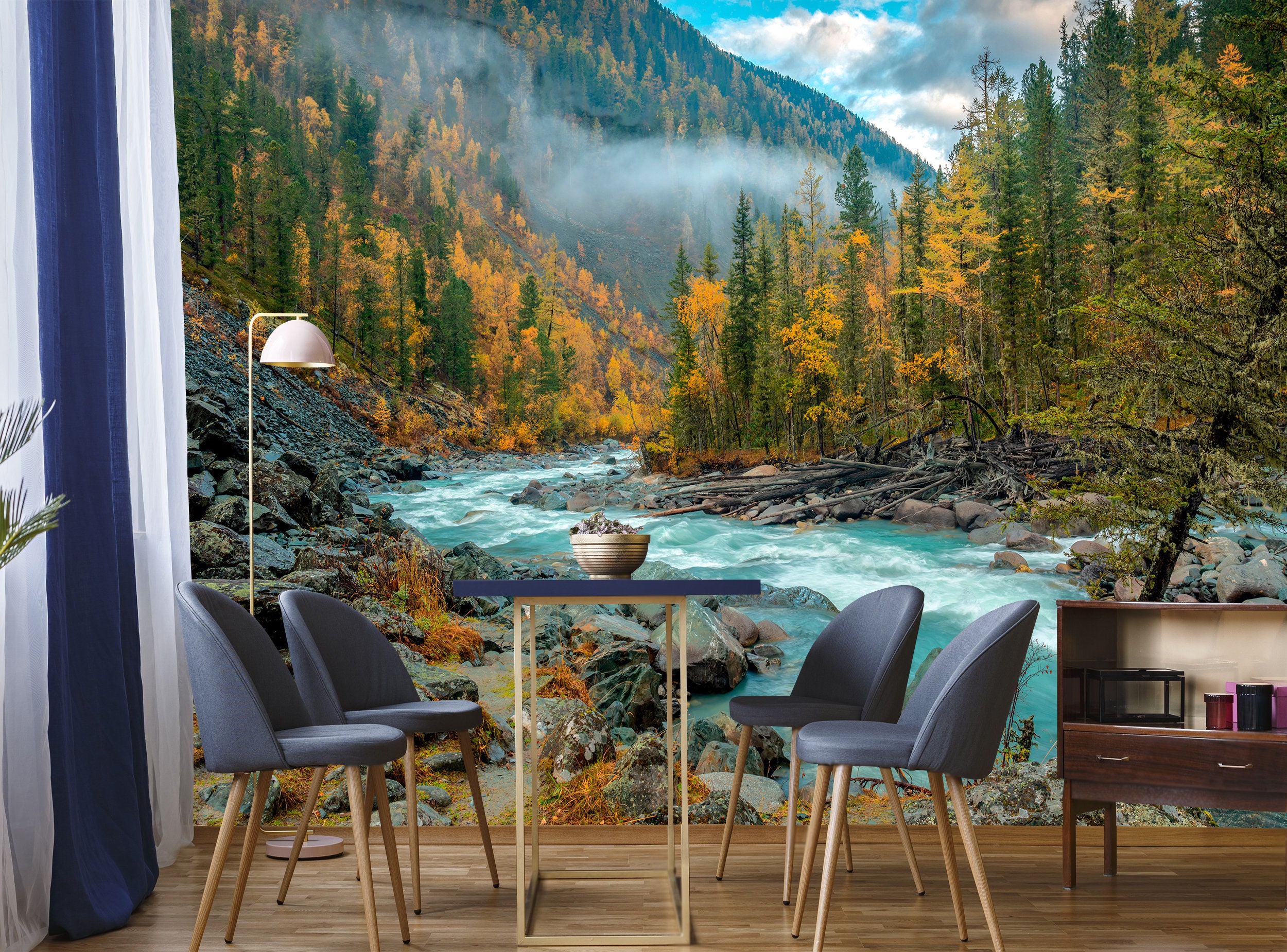 River WALL MURAL Autumn Forest Wallpaper Large Photo | Etsy