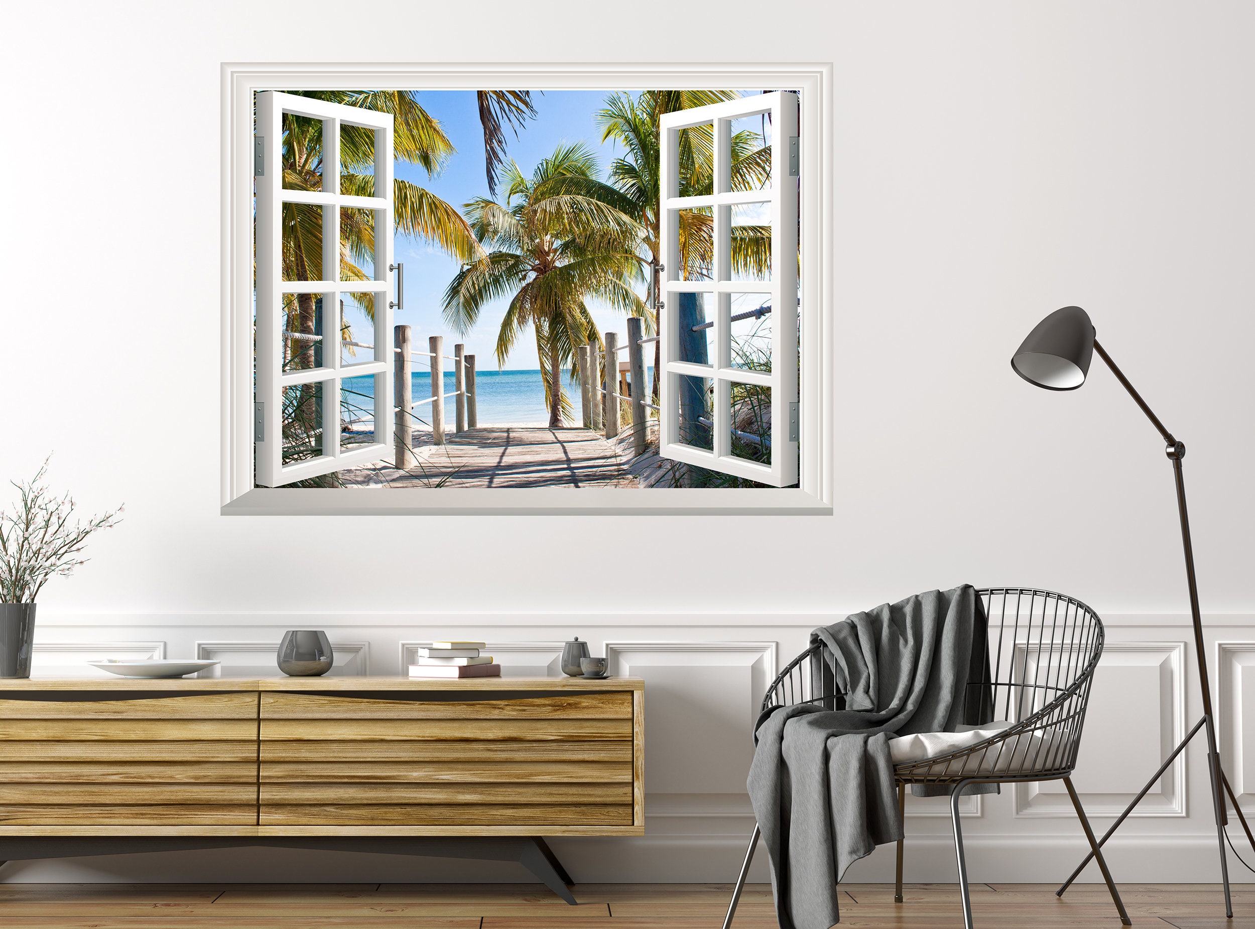 Tropical Beach Wall Decal Wall Sticker 3D Window Effect View - Etsy