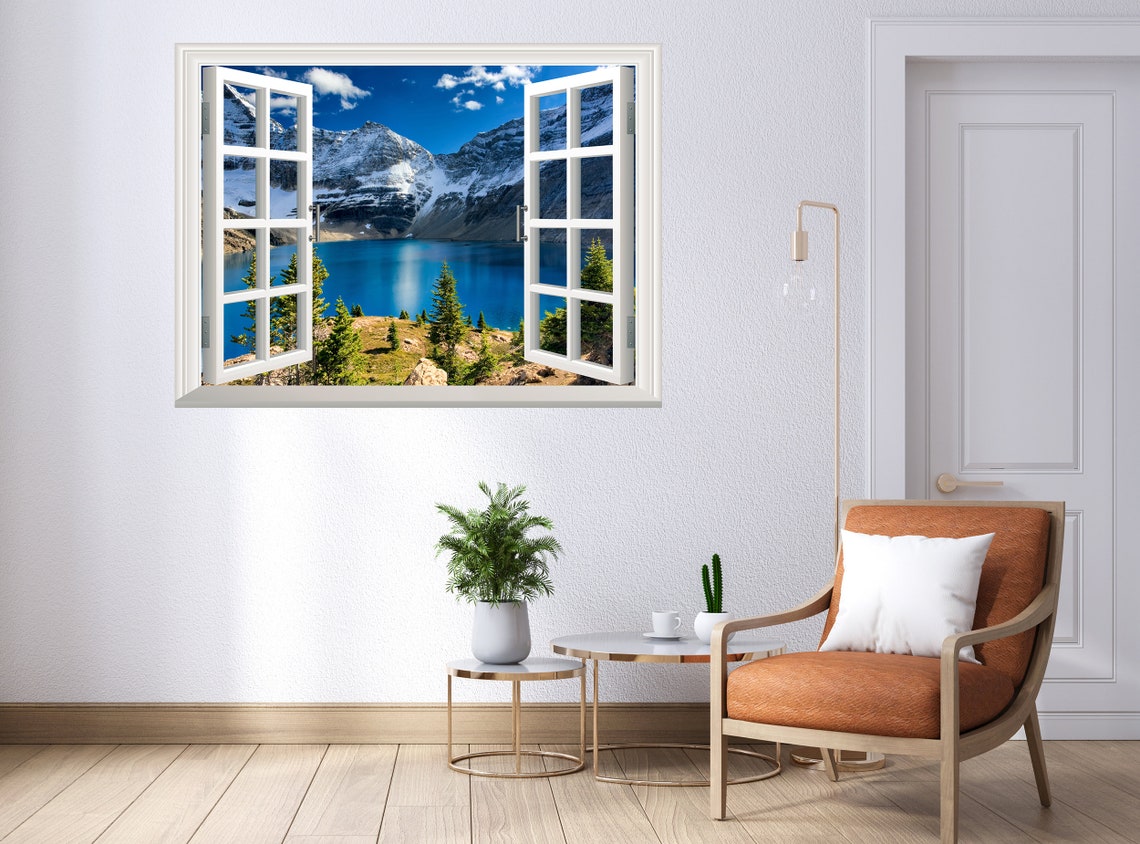 Lake Mountain Landscape Decal Wall Sticker 3D Window Effect | Etsy