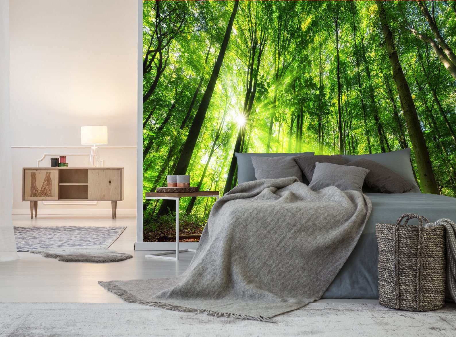 Forest Wallpaper Forest Wall Mural Peel and Stick Wallpaper | Etsy