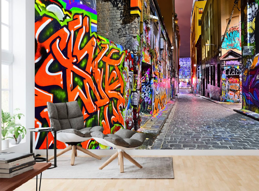 Graffiti Peel and Stick Wallpaper / Graffiti Wallpaper/ Teenager Wall ...
