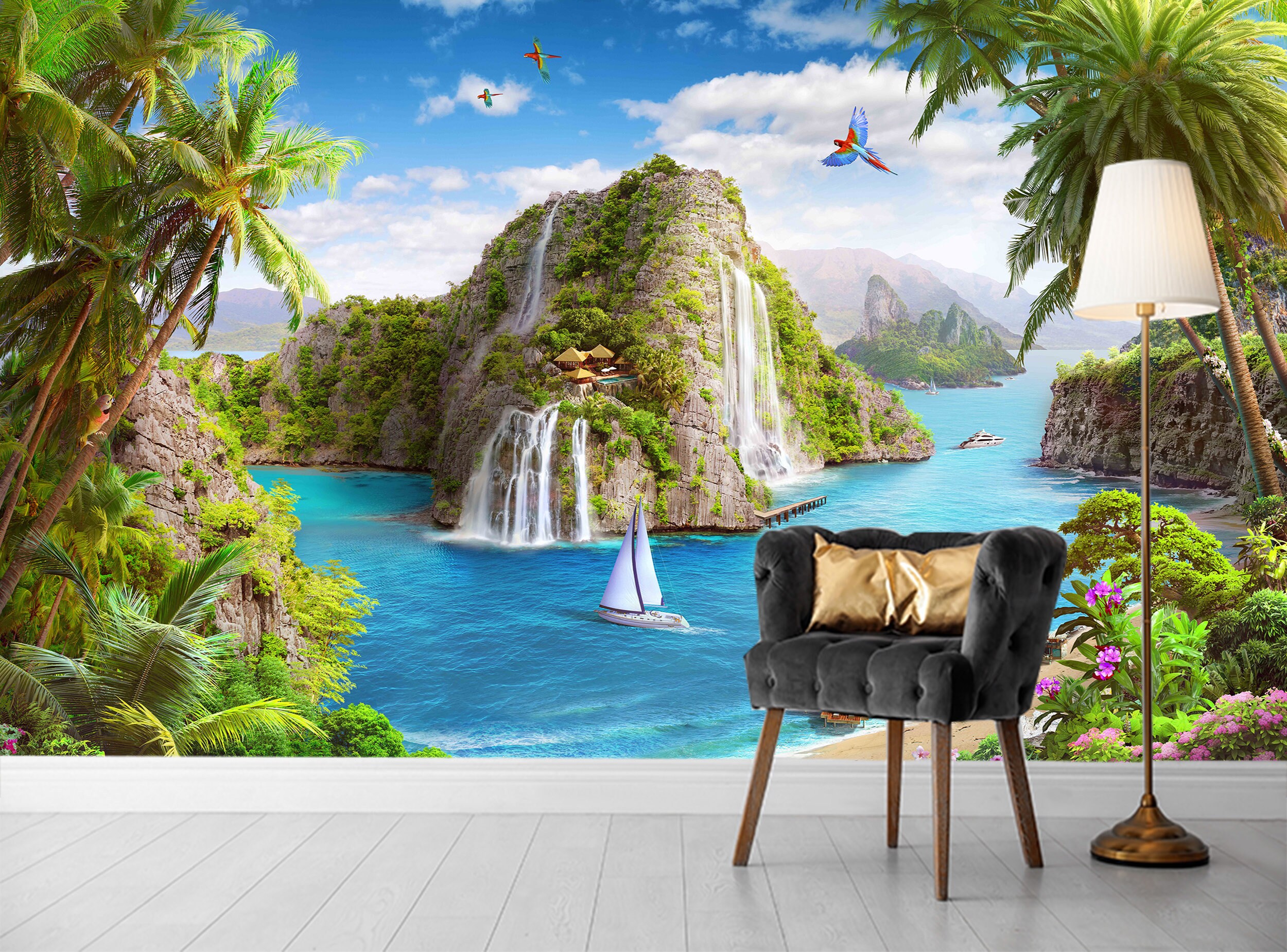 Tropical Island Lagoon T Wall Texture Wallpaper Wall Mural - Etsy