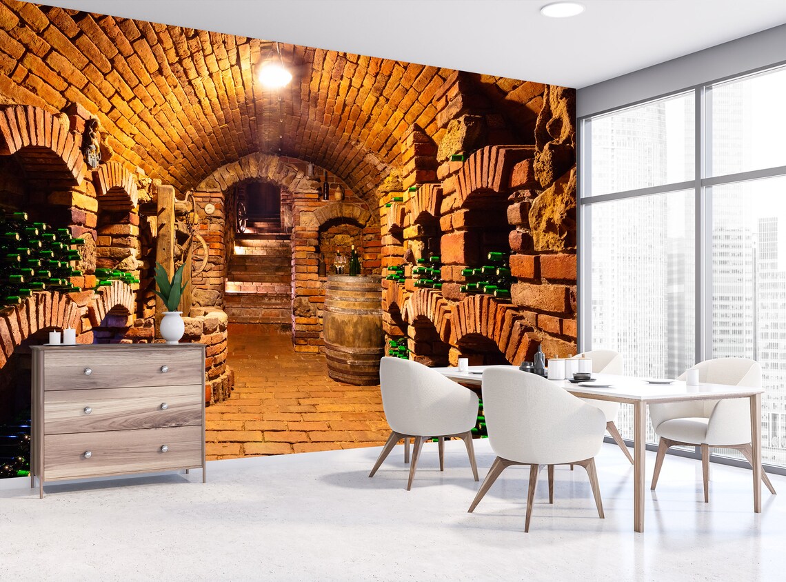 Wine Cellar Wallpaper Bar Wallpaper Peel and Stick Cell | Etsy