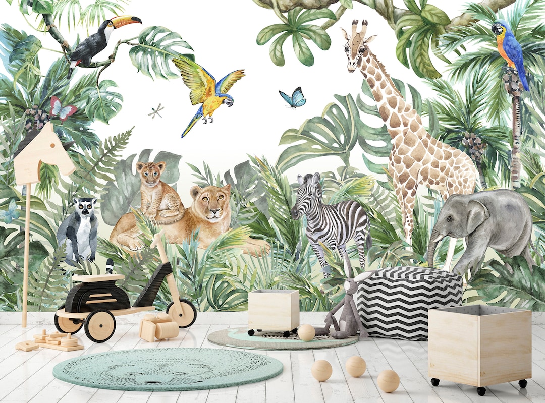 Jungle Theme Wallpaper Safari Wallpaper Jungle Wallpaper - Etsy Singapore