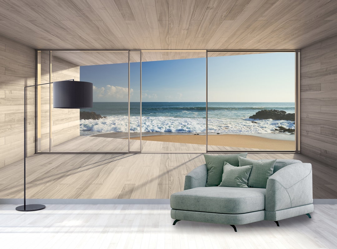 Beach View Wall Mural: Peel and Stick Wallpaper, Modern Decor - Etsy