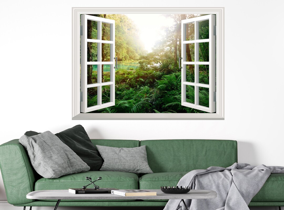 3D Jungle Window View Wall Decal: Rainforest Vinyl Art Mural - Etsy